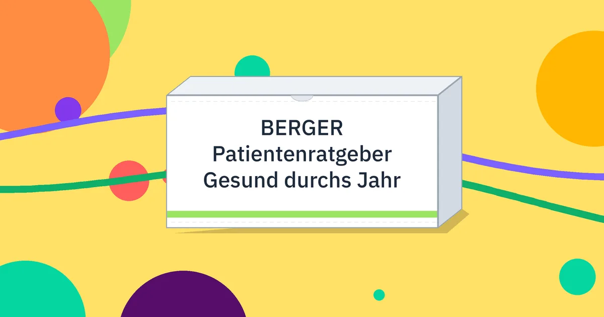 Symbolbild: Packung mit der Aufschrift BERGER Patientenratgeber Gesund durchs Jahr (PZN 18268246) – Verfügbarkeit und Bezug in Apotheken in Frankfurt am Main