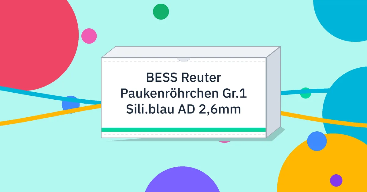 Symbolbild: Packung mit der Aufschrift BESS Reuter Paukenröhrchen Gr.1 Sili.blau AD 2,6mm (PZN 04721854) – Verfügbarkeit und Bezug in Apotheken in Frankfurt am Main