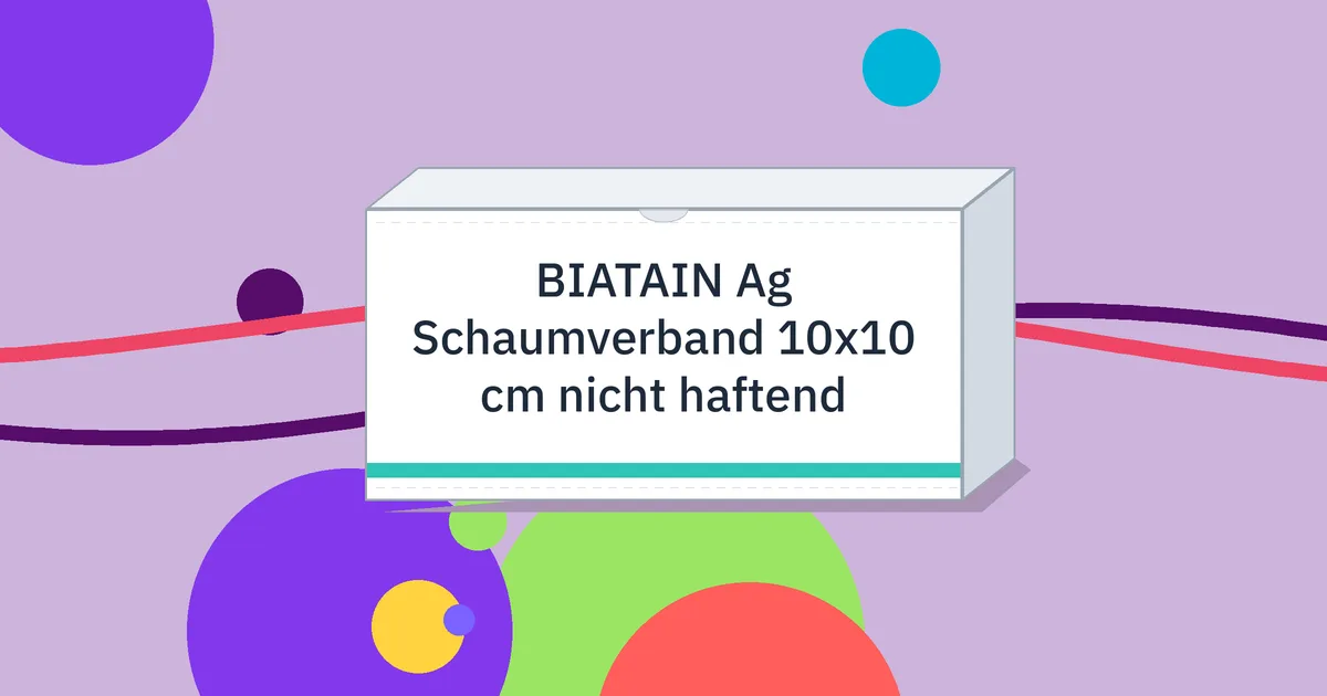 Symbolbild: Packung mit der Aufschrift BIATAIN Ag Schaumverband 10x10 cm nicht haftend (PZN 11303726) – Verfügbarkeit und Bezug in Apotheken in Frankfurt am Main