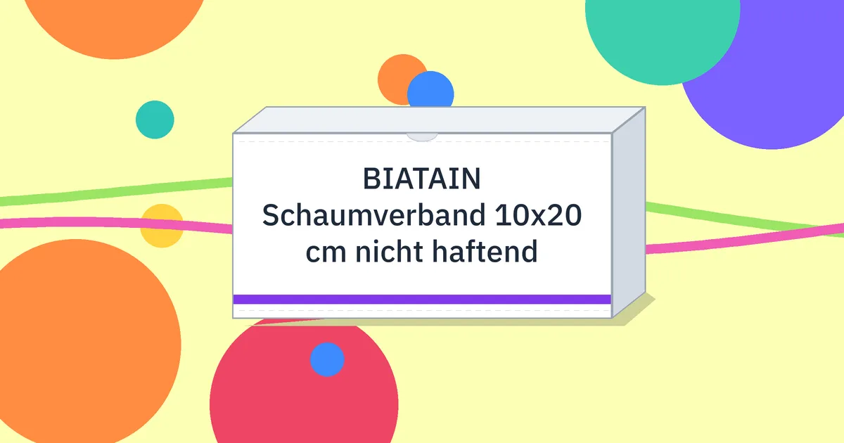 Symbolbild: Packung mit der Aufschrift BIATAIN Schaumverband 10x20 cm nicht haftend (PZN 19698902) – Verfügbarkeit und Bezug in Apotheken in Frankfurt am Main