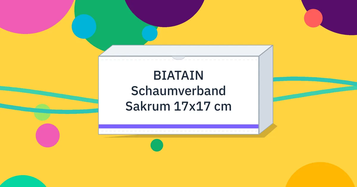 Symbolbild: Packung mit der Aufschrift BIATAIN Schaumverband Sakrum 17x17 cm (PZN 17433401) – Verfügbarkeit und Bezug in Apotheken in Frankfurt am Main