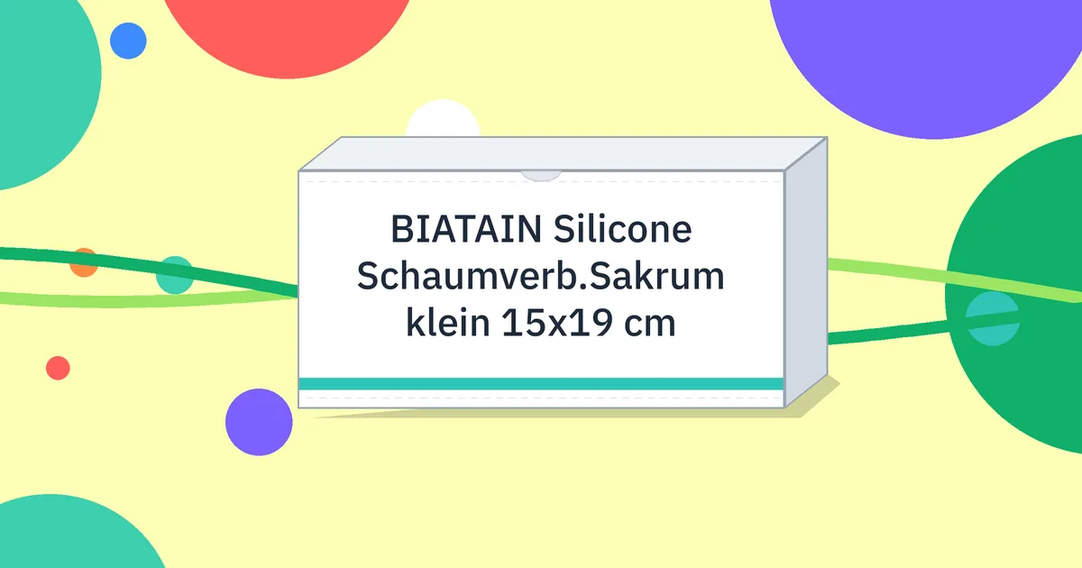 Symbolbild: Packung mit der Aufschrift BIATAIN Silicone Schaumverb.Sakrum klein 15x19 cm (PZN 20344612) – Verfügbarkeit und Bezug in Apotheken in Frankfurt am Main