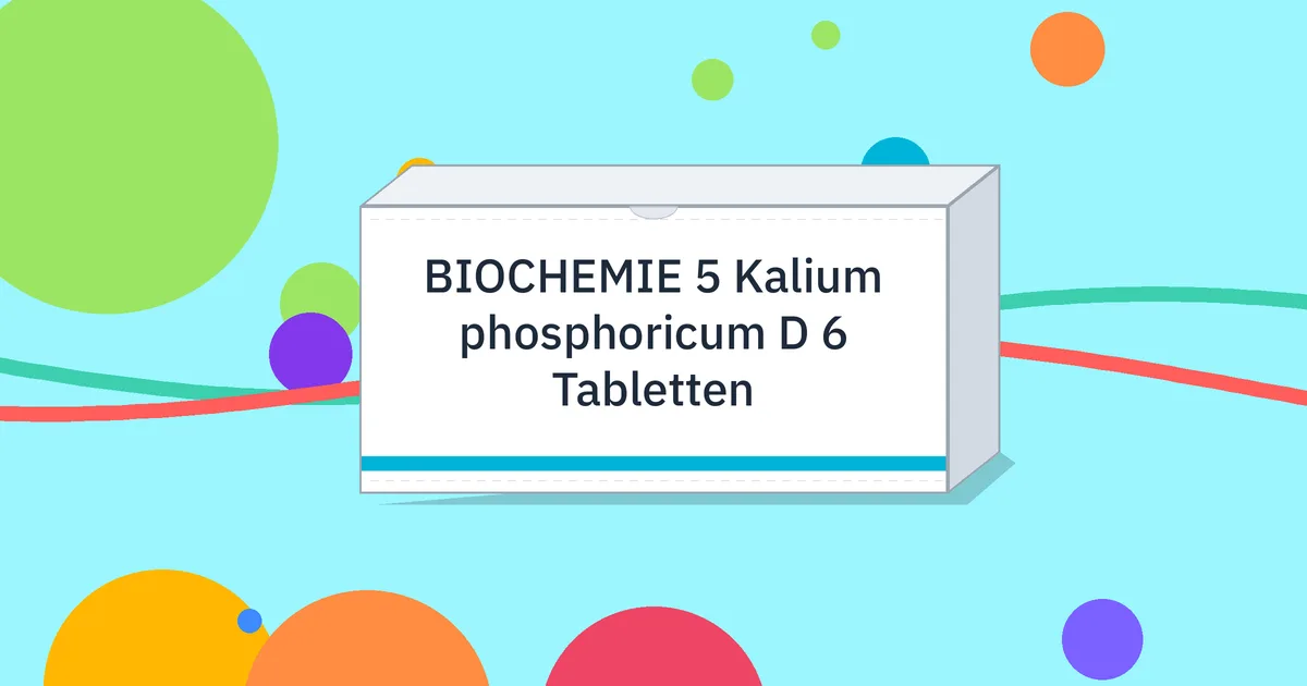 Symbolbild: Packung mit der Aufschrift BIOCHEMIE 5 Kalium phosphoricum D 6 Tabletten (PZN 04325271) – Verfügbarkeit und Bezug in Apotheken in Frankfurt am Main