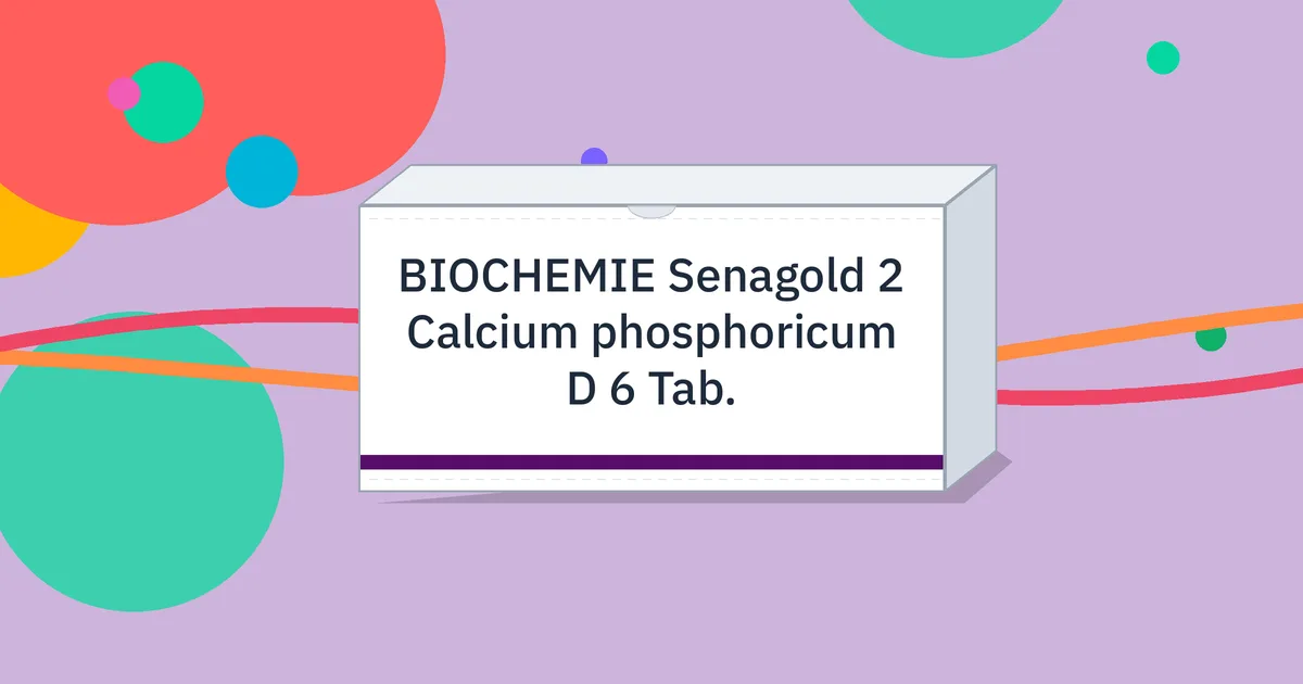 Symbolbild: Packung mit der Aufschrift BIOCHEMIE Senagold 2 Calcium phosphoricum D 6 Tab. (PZN 06827396) – Verfügbarkeit und Bezug in Apotheken in Frankfurt am Main