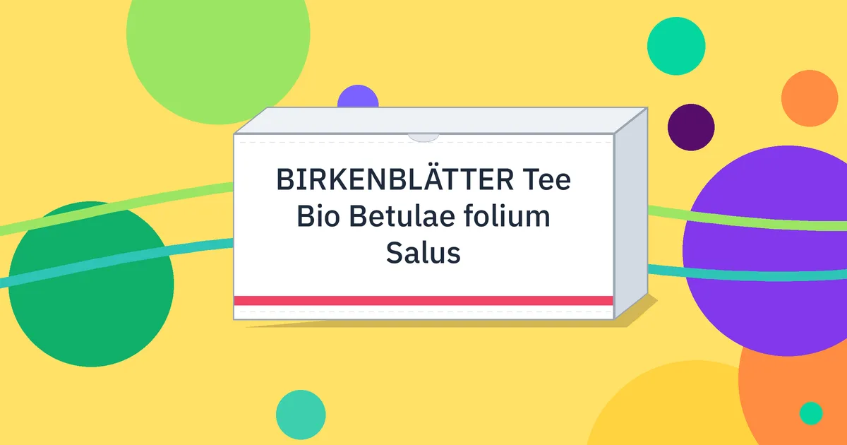 Symbolbild: Packung mit der Aufschrift BIRKENBLÄTTER Tee Bio Betulae folium Salus (PZN 06107785) – Verfügbarkeit und Bezug in Apotheken in Frankfurt am Main