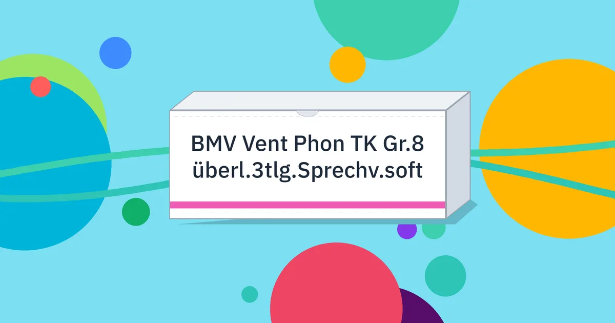 Symbolbild: Packung mit der Aufschrift BMV Vent Phon TK Gr.8 überl.3tlg.Sprechv.soft (PZN 18385874) – Verfügbarkeit und Bezug in Apotheken in Frankfurt am Main