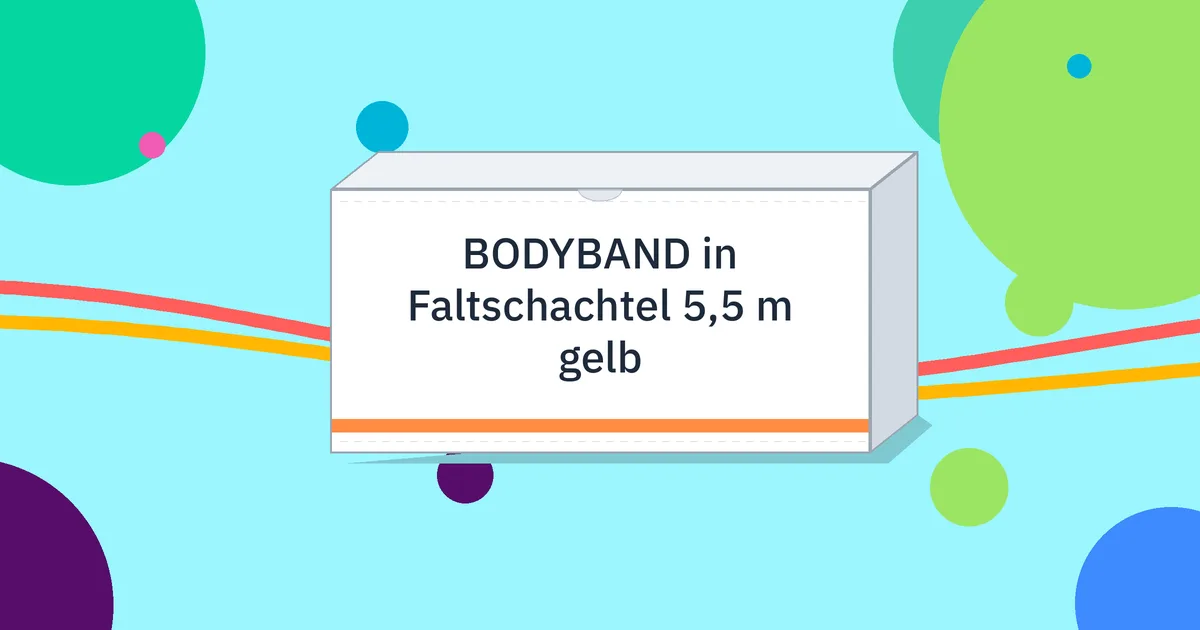 Symbolbild: Packung mit der Aufschrift BODYBAND in Faltschachtel 5,5 m gelb (PZN 10076518) – Verfügbarkeit und Bezug in Apotheken in Frankfurt am Main
