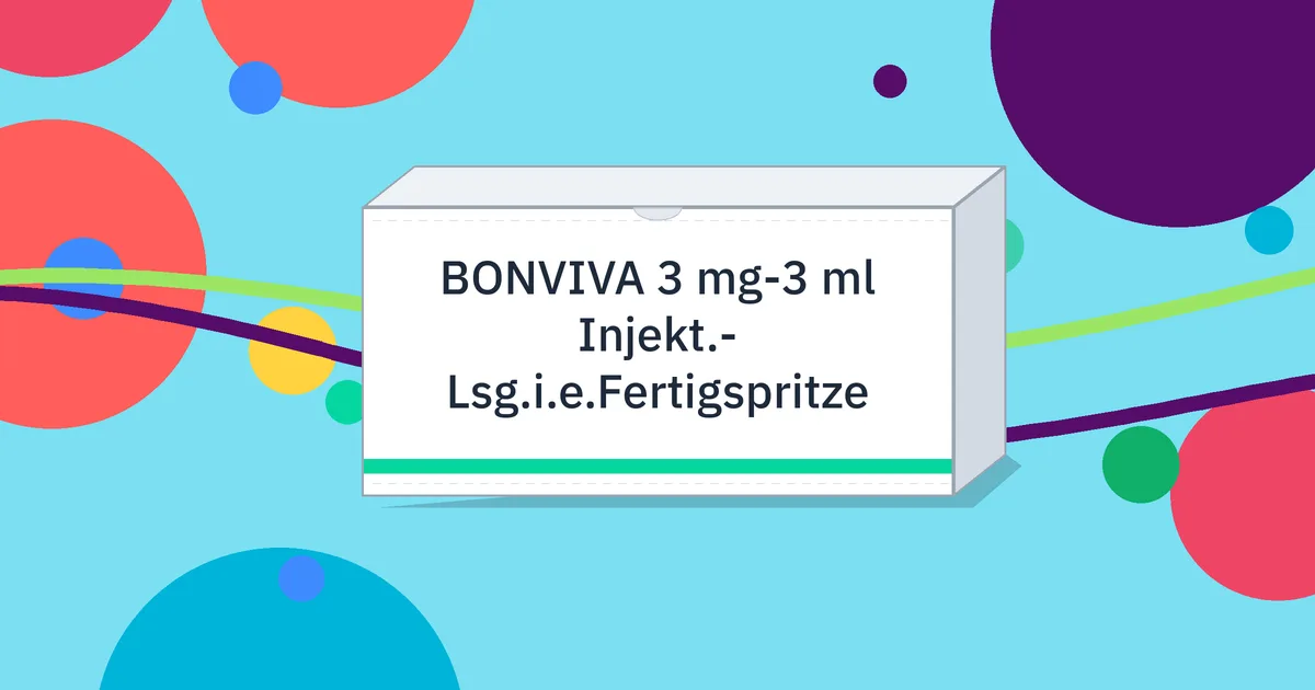 Symbolbild: Packung mit der Aufschrift BONVIVA 3 mg-3 ml Injekt.-Lsg.i.e.Fertigspritze (PZN 19253063) – Verfügbarkeit und Bezug in Apotheken in Frankfurt am Main
