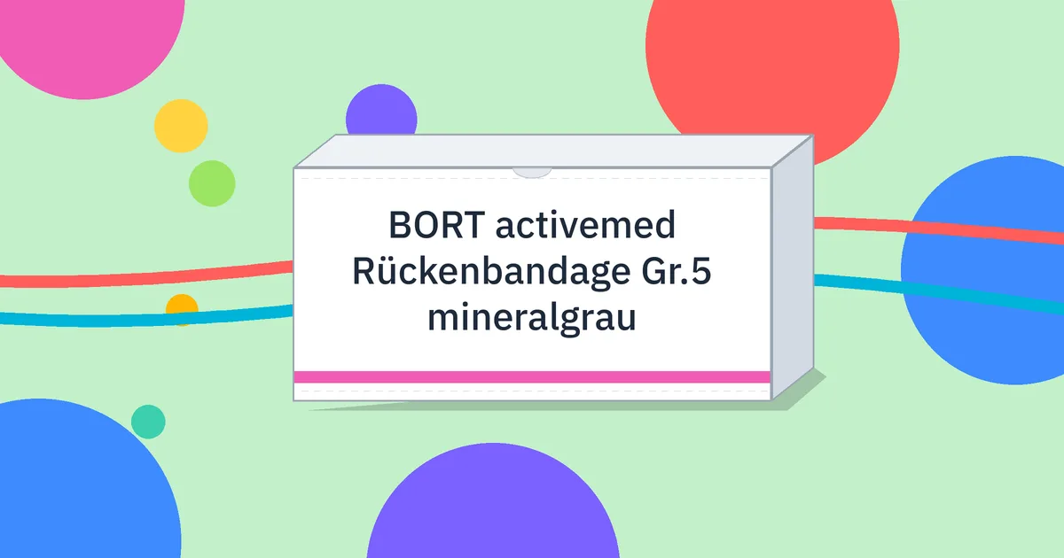 Symbolbild: Packung mit der Aufschrift BORT activemed Rückenbandage Gr.5 mineralgrau (PZN 15256283) – Verfügbarkeit und Bezug in Apotheken in Frankfurt am Main