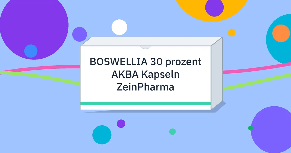 Symbolbild: Packung mit der Aufschrift BOSWELLIA 30 prozent AKBA Kapseln ZeinPharma (PZN 19182050) – Verfügbarkeit und Bezug in Apotheken in Frankfurt am Main