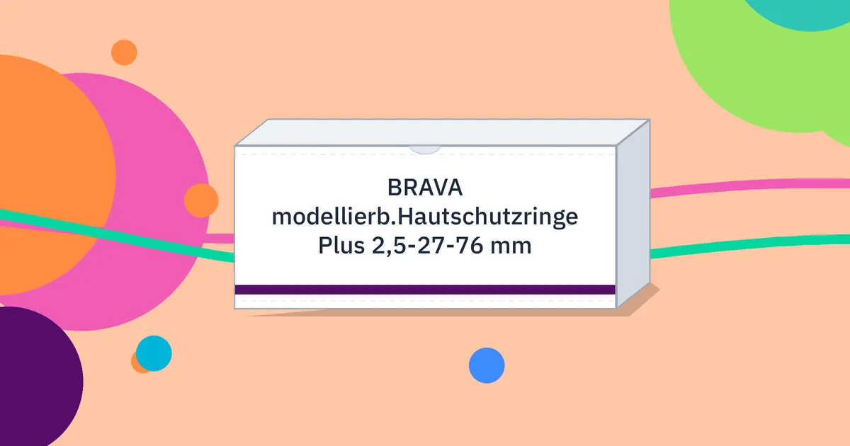 Symbolbild: Packung mit der Aufschrift BRAVA modellierb.Hautschutzringe Plus 2,5-27-76 mm (PZN 16662163) – Verfügbarkeit und Bezug in Apotheken in Frankfurt am Main
