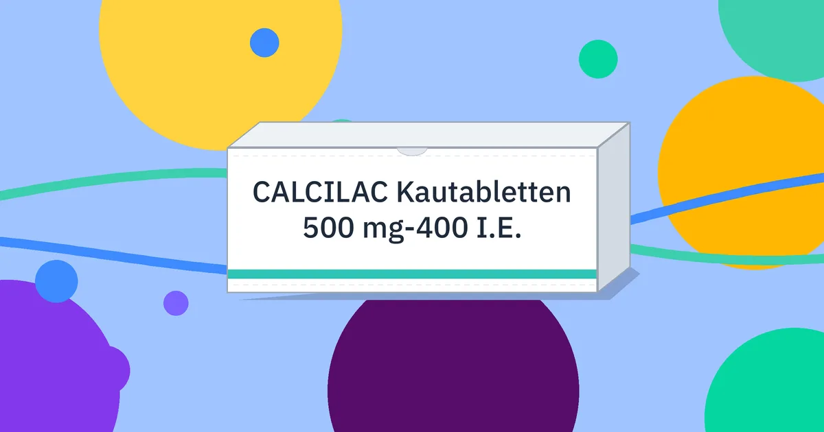 Symbolbild: Packung mit der Aufschrift CALCILAC Kautabletten 500 mg-400 I.E. (PZN 09091056) – Verfügbarkeit und Bezug in Apotheken in Frankfurt am Main