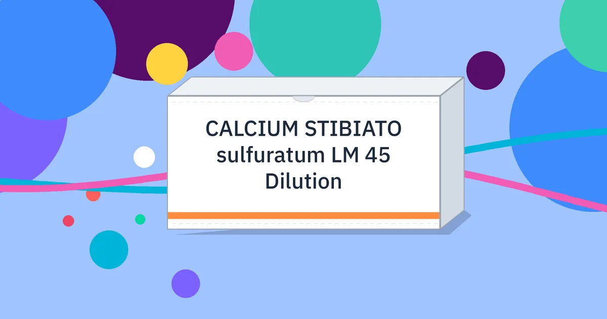 Symbolbild: Packung mit der Aufschrift CALCIUM STIBIATO sulfuratum LM 45 Dilution (PZN 12806777) – Verfügbarkeit und Bezug in Apotheken in Frankfurt am Main