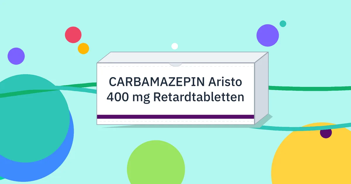 Symbolbild: Packung mit der Aufschrift CARBAMAZEPIN Aristo 400 mg Retardtabletten (PZN 00614096) – Verfügbarkeit und Bezug in Apotheken in Frankfurt am Main