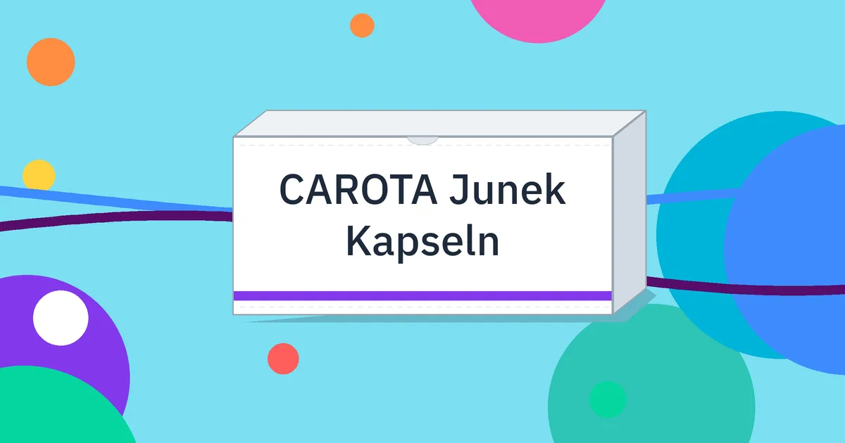 Symbolbild: Packung mit der Aufschrift CAROTA Junek Kapseln (PZN 10337278) – Verfügbarkeit und Bezug in Apotheken in Frankfurt am Main