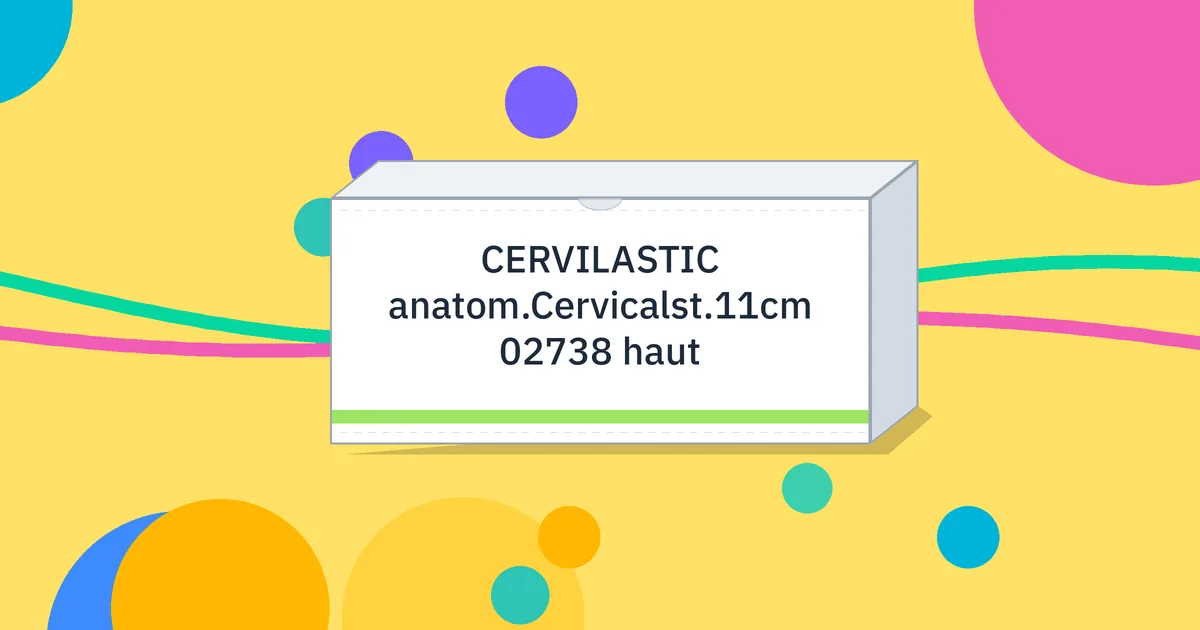 Symbolbild: Packung mit der Aufschrift CERVILASTIC anatom.Cervicalst.11cm 02738 haut (PZN 01472391) – Verfügbarkeit und Bezug in Apotheken in Frankfurt am Main