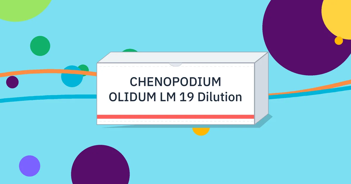 Symbolbild: Packung mit der Aufschrift CHENOPODIUM OLIDUM LM 19 Dilution (PZN 13441390) – Verfügbarkeit und Bezug in Apotheken in Frankfurt am Main