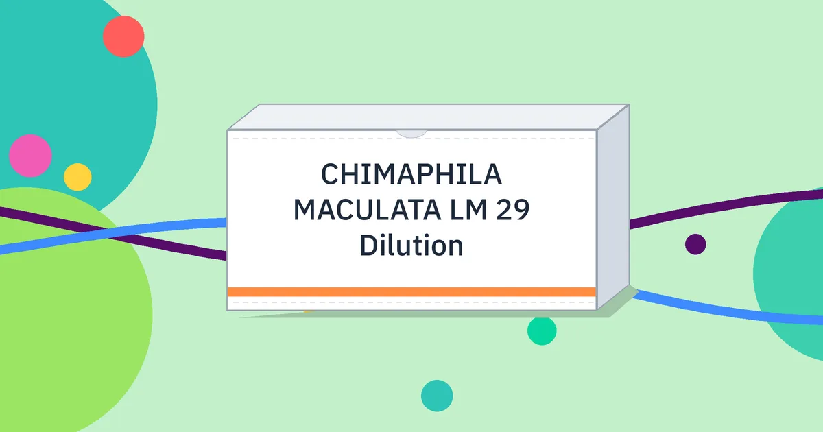 Symbolbild: Packung mit der Aufschrift CHIMAPHILA MACULATA LM 29 Dilution (PZN 13441987) – Verfügbarkeit und Bezug in Apotheken in Frankfurt am Main