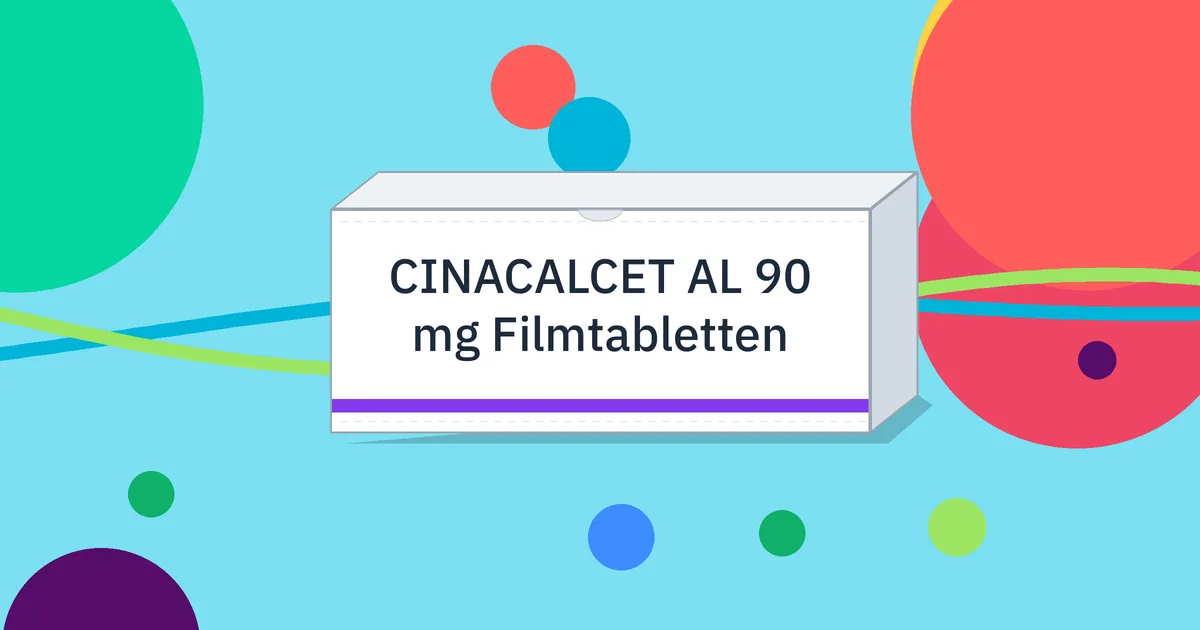 Symbolbild: Packung mit der Aufschrift CINACALCET AL 90 mg Filmtabletten (PZN 15563803) – Verfügbarkeit und Bezug in Apotheken in Frankfurt am Main