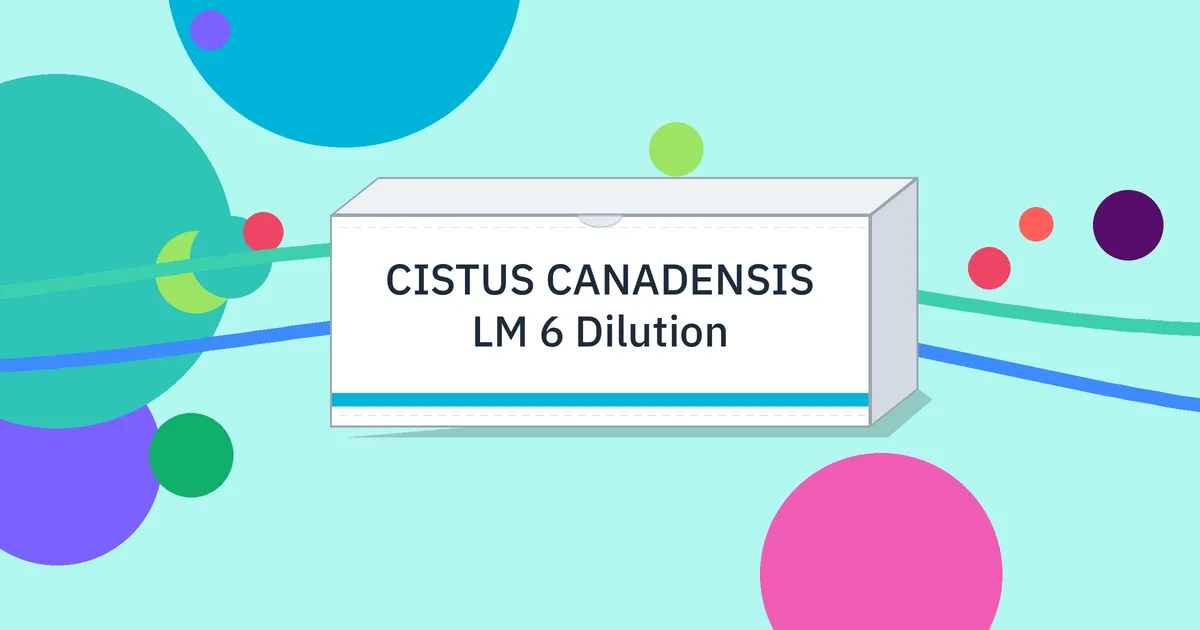 Symbolbild: Packung mit der Aufschrift CISTUS CANADENSIS LM 6 Dilution (PZN 12821222) – Verfügbarkeit und Bezug in Apotheken in Frankfurt am Main