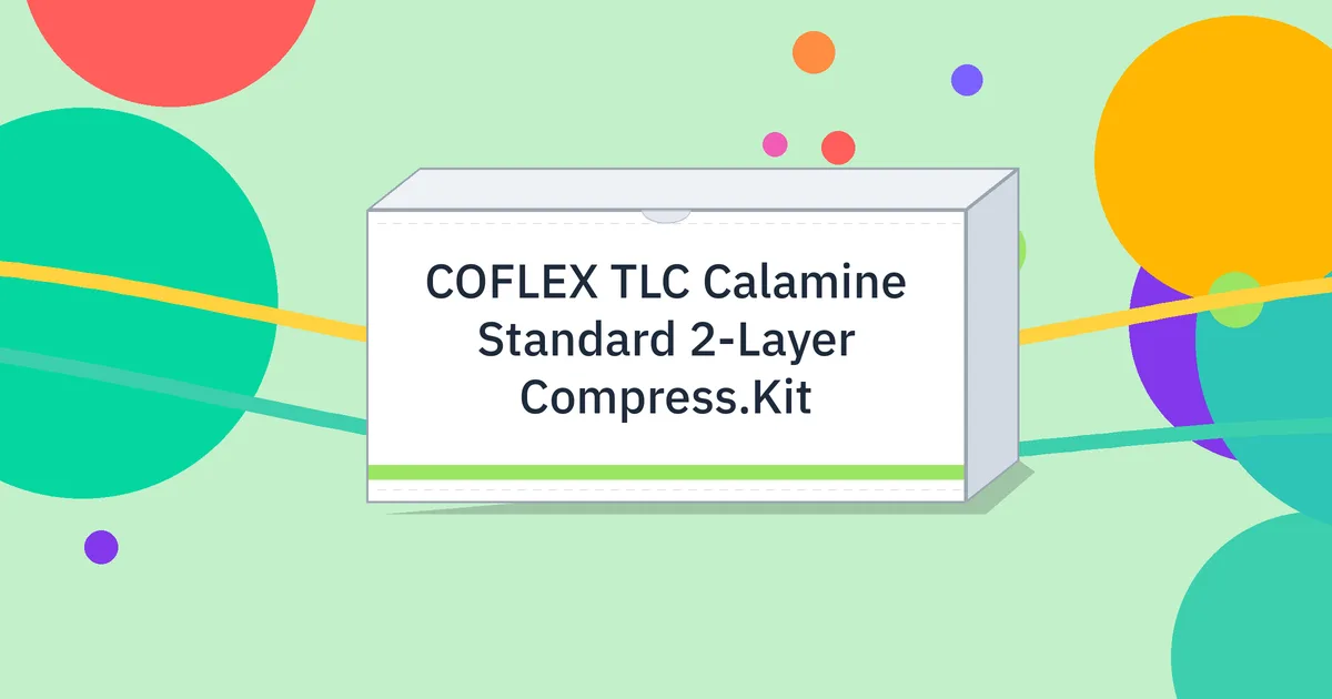 Symbolbild: Packung mit der Aufschrift COFLEX TLC Calamine Standard 2-Layer Compress.Kit (PZN 17543963) – Verfügbarkeit und Bezug in Apotheken in Frankfurt am Main