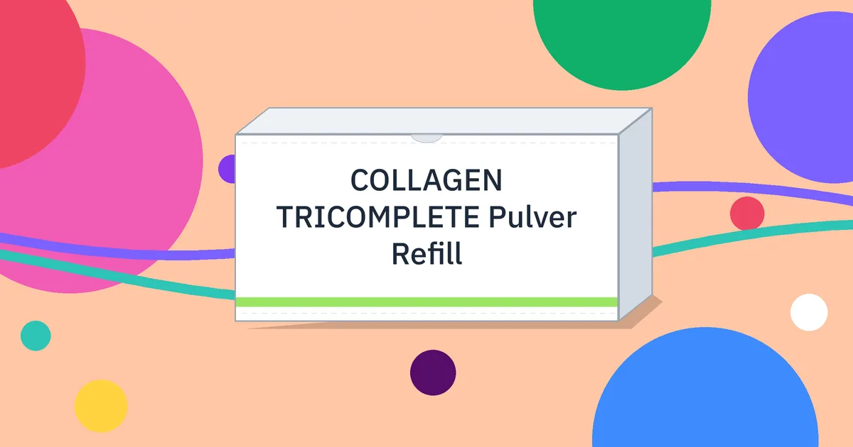 Symbolbild: Packung mit der Aufschrift COLLAGEN TRICOMPLETE Pulver Refill (PZN 19428114) – Verfügbarkeit und Bezug in Apotheken in Frankfurt am Main