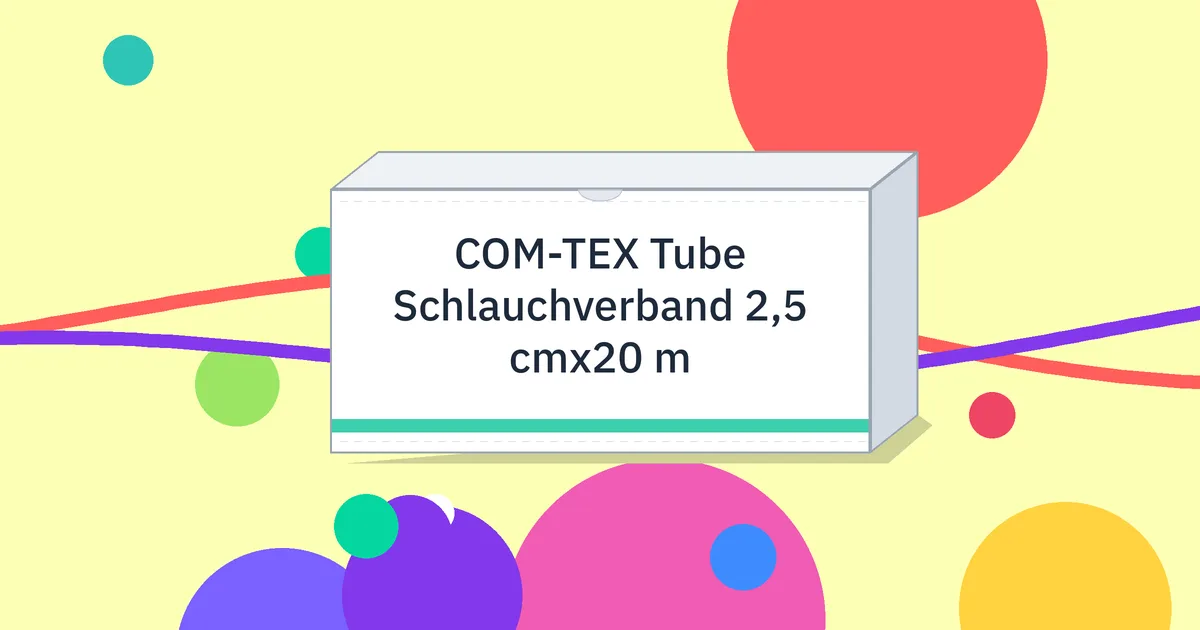 Symbolbild: Packung mit der Aufschrift COM-TEX Tube Schlauchverband 2,5 cmx20 m (PZN 04723250) – Verfügbarkeit und Bezug in Apotheken in Frankfurt am Main