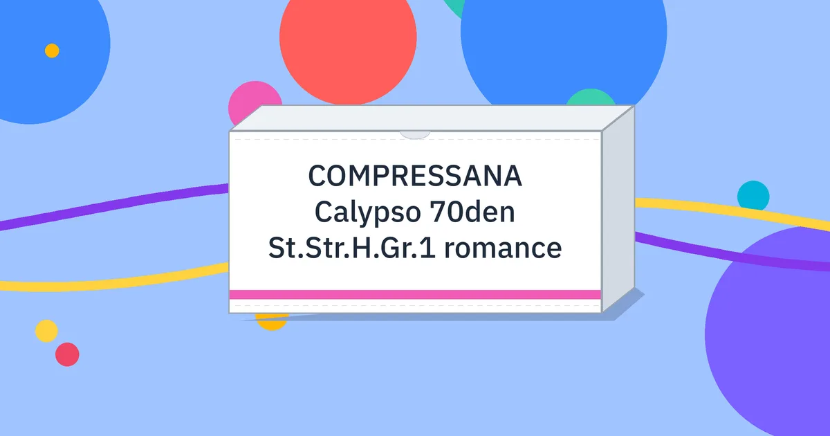 Symbolbild: Packung mit der Aufschrift COMPRESSANA Calypso 70den St.Str.H.Gr.1 romance (PZN 07718775) – Verfügbarkeit und Bezug in Apotheken in Frankfurt am Main