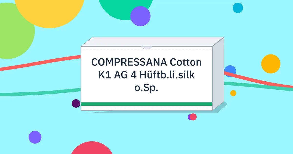 Symbolbild: Packung mit der Aufschrift COMPRESSANA Cotton K1 AG 4 Hüftb.li.silk o.Sp. (PZN 12980653) – Verfügbarkeit und Bezug in Apotheken in Frankfurt am Main