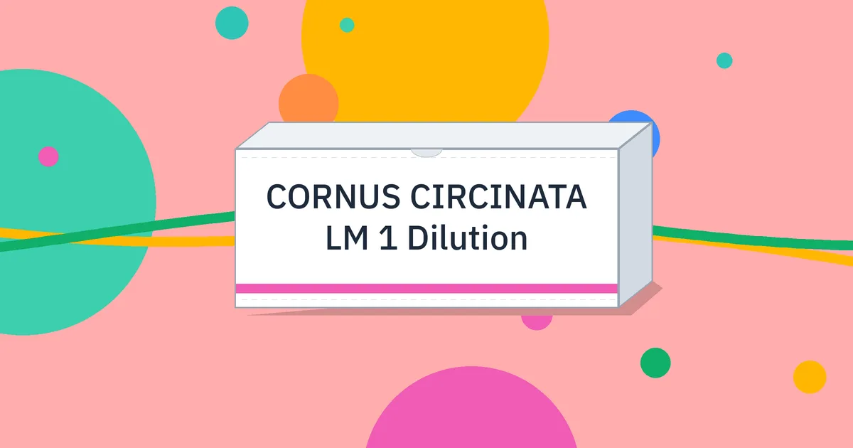 Symbolbild: Packung mit der Aufschrift CORNUS CIRCINATA LM 1 Dilution (PZN 13452005) – Verfügbarkeit und Bezug in Apotheken in Frankfurt am Main