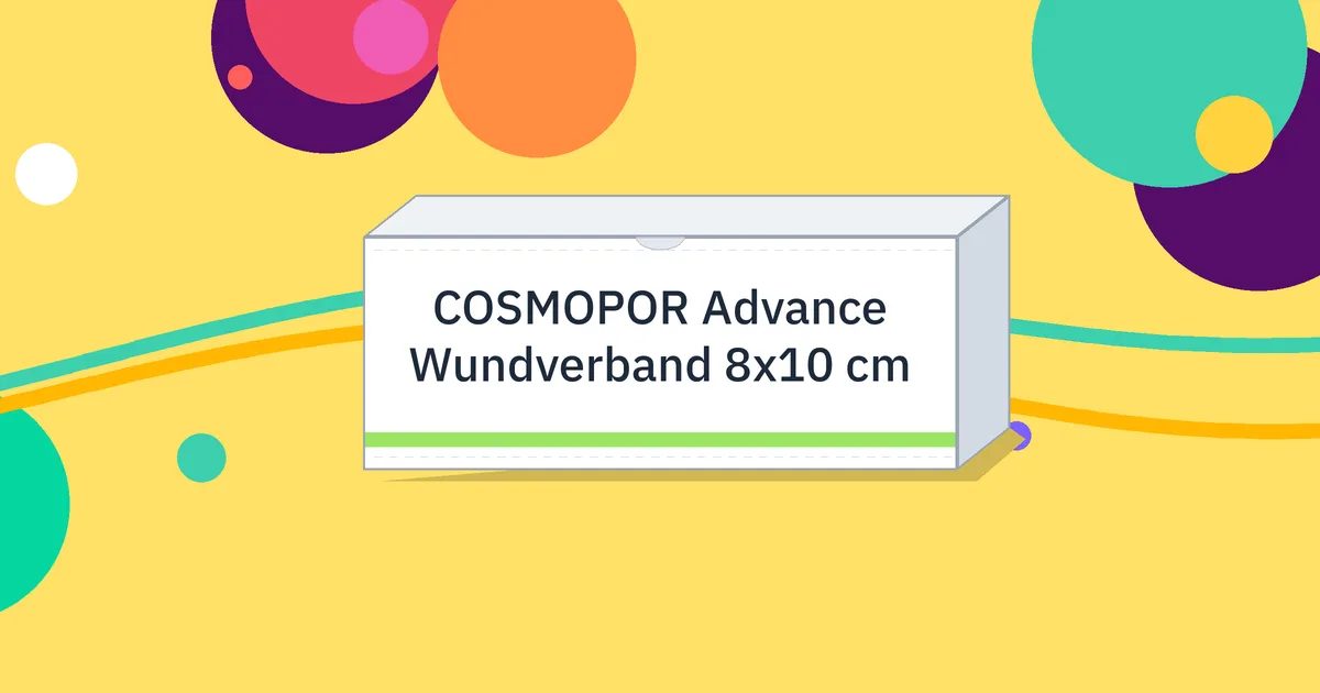 Symbolbild: Packung mit der Aufschrift COSMOPOR Advance Wundverband 8x10 cm (PZN 03546538) – Verfügbarkeit und Bezug in Apotheken in Frankfurt am Main