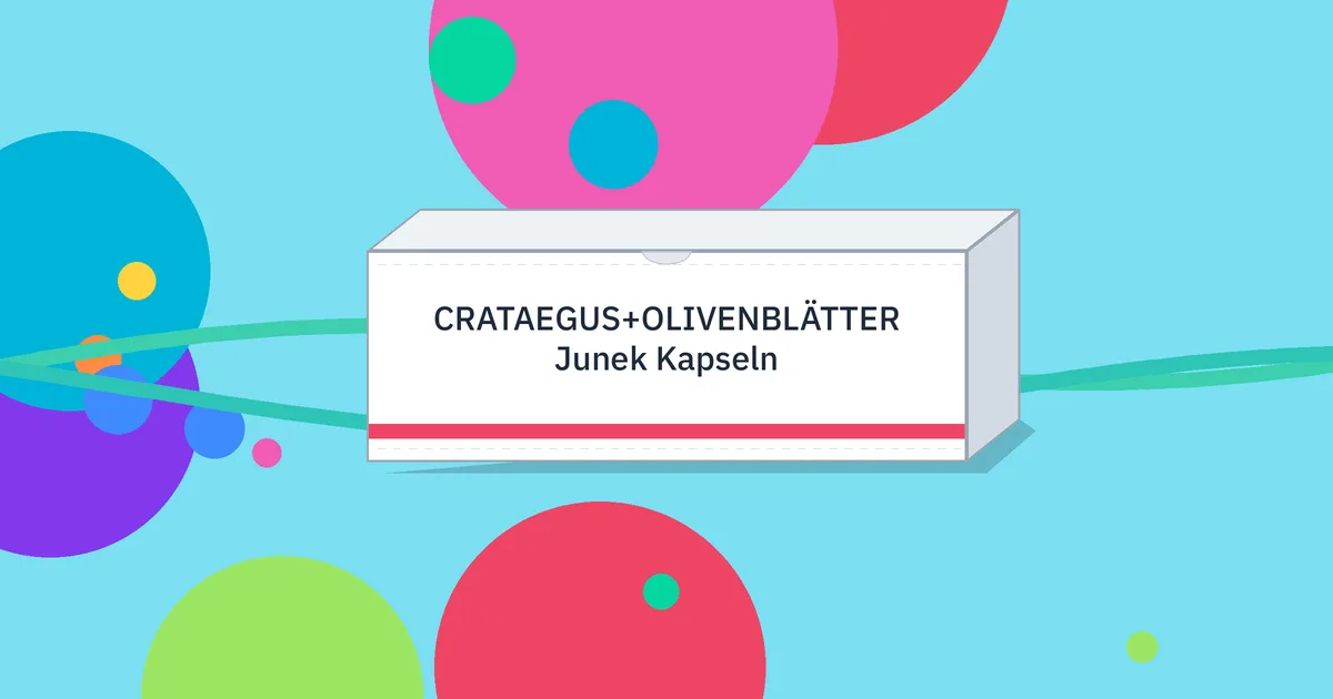 Symbolbild: Packung mit der Aufschrift CRATAEGUS+OLIVENBLÄTTER Junek Kapseln (PZN 01106120) – Verfügbarkeit und Bezug in Apotheken in Frankfurt am Main