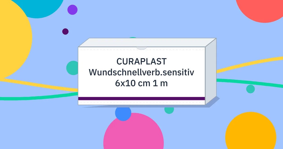 Symbolbild: Packung mit der Aufschrift CURAPLAST Wundschnellverb.sensitiv 6x10 cm 1 m (PZN 06980100) – Verfügbarkeit und Bezug in Apotheken in Frankfurt am Main