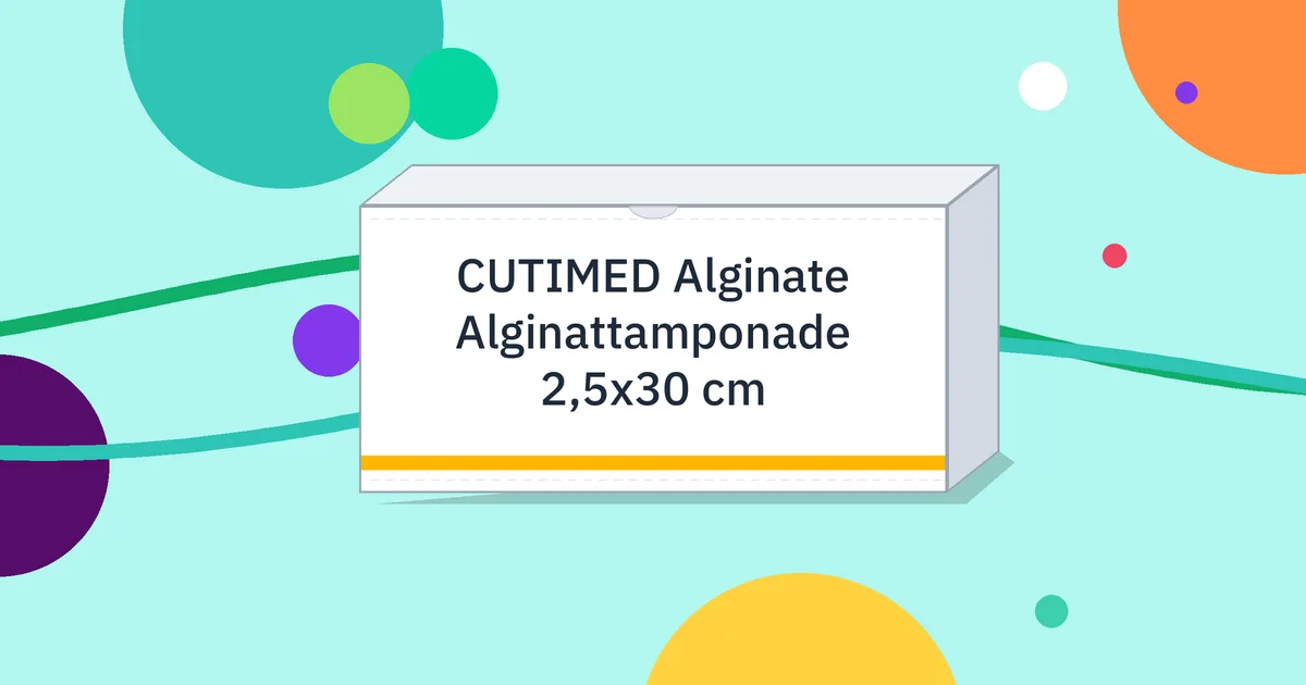 Symbolbild: Packung mit der Aufschrift CUTIMED Alginate Alginattamponade 2,5x30 cm (PZN 01179107) – Verfügbarkeit und Bezug in Apotheken in Frankfurt am Main