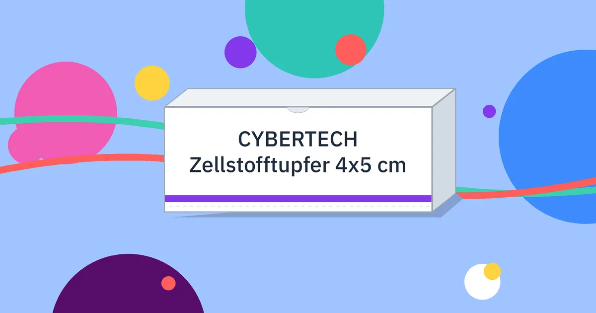Symbolbild: Packung mit der Aufschrift CYBERTECH Zellstofftupfer 4x5 cm (PZN 10221920) – Verfügbarkeit und Bezug in Apotheken in Frankfurt am Main