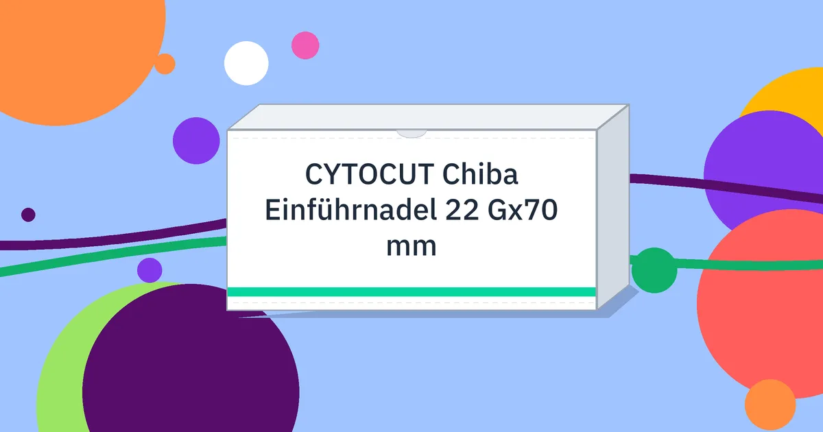Symbolbild: Packung mit der Aufschrift CYTOCUT Chiba Einführnadel 22 Gx70 mm (PZN 16919521) – Verfügbarkeit und Bezug in Apotheken in Frankfurt am Main