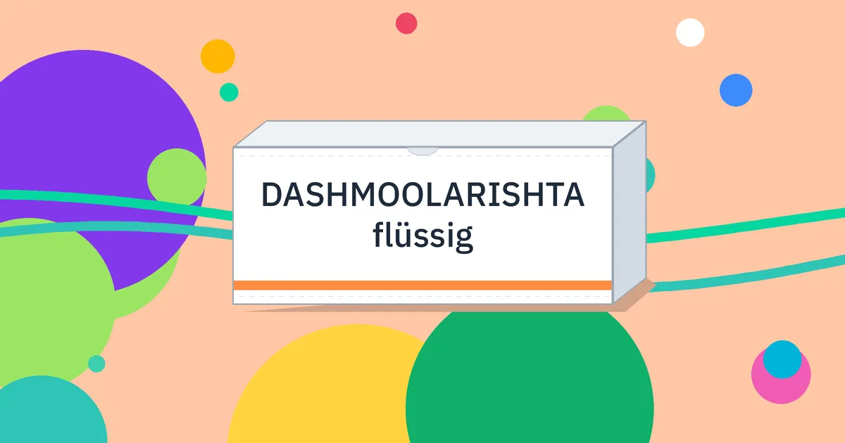 Symbolbild: Packung mit der Aufschrift DASHMOOLARISHTA flüssig (PZN 07225363) – Verfügbarkeit und Bezug in Apotheken in Frankfurt am Main