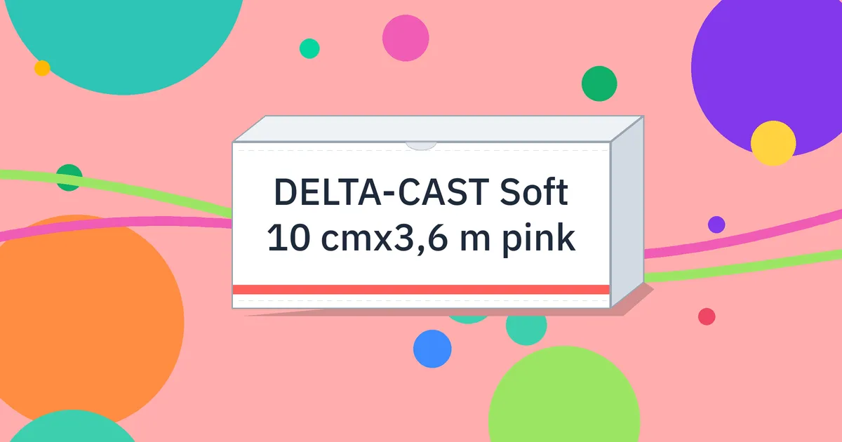 Symbolbild: Packung mit der Aufschrift DELTA-CAST Soft 10 cmx3,6 m pink (PZN 02494940) – Verfügbarkeit und Bezug in Apotheken in Frankfurt am Main