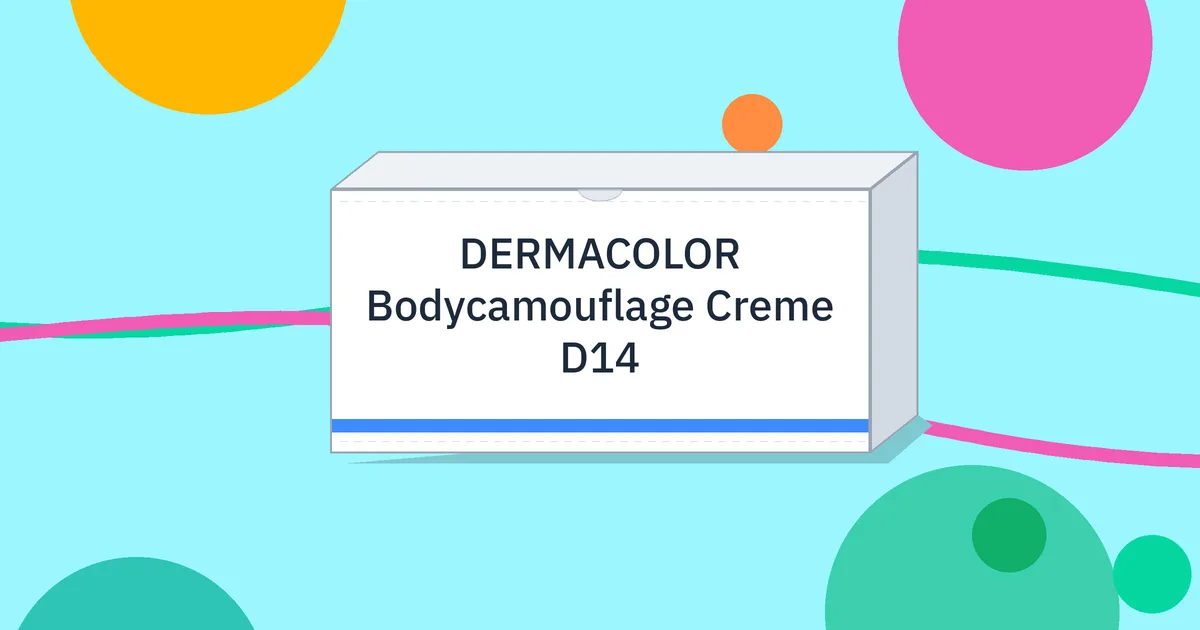 Symbolbild: Packung mit der Aufschrift DERMACOLOR Bodycamouflage Creme D14 (PZN 15818077) – Verfügbarkeit und Bezug in Apotheken in Frankfurt am Main
