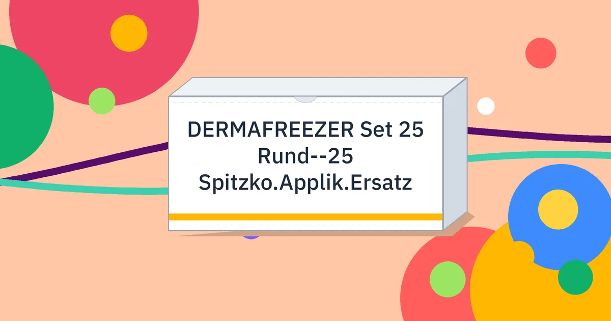 Symbolbild: Packung mit der Aufschrift DERMAFREEZER Set 25 Rund--25 Spitzko.Applik.Ersatz (PZN 10781702) – Verfügbarkeit und Bezug in Apotheken in Frankfurt am Main