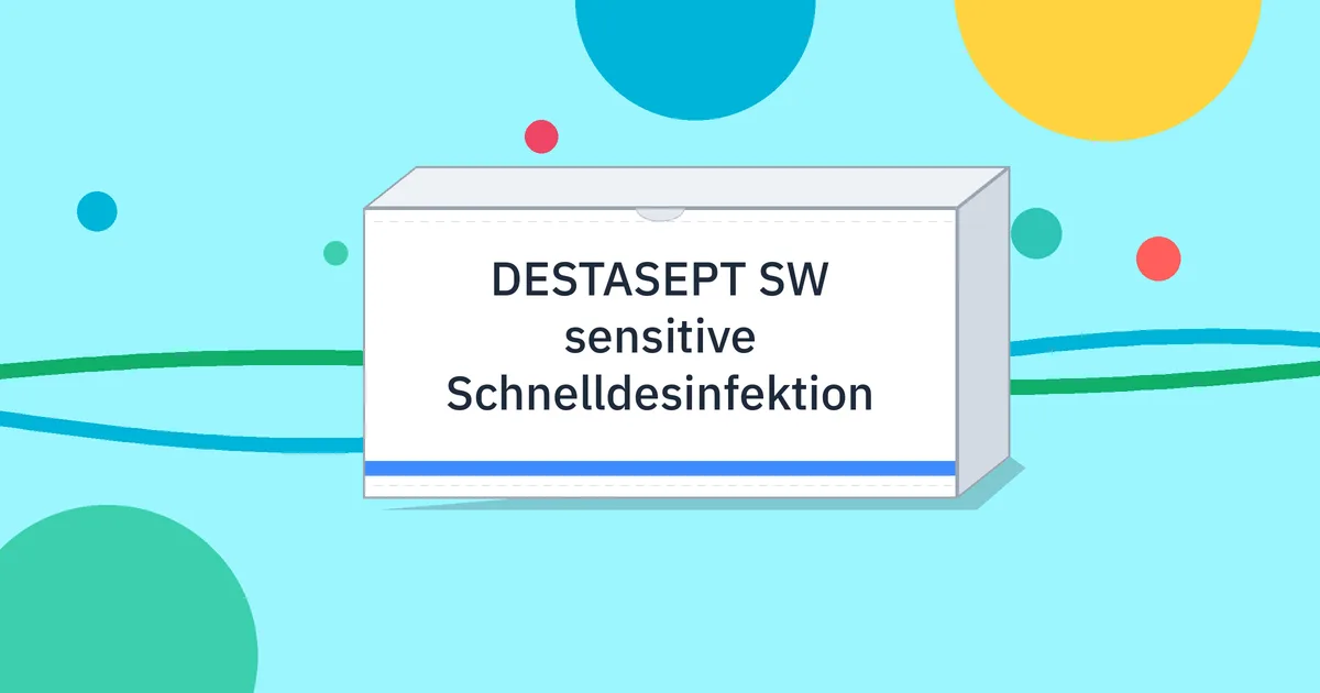 Symbolbild: Packung mit der Aufschrift DESTASEPT SW sensitive Schnelldesinfektion (PZN 11327945) – Verfügbarkeit und Bezug in Apotheken in Frankfurt am Main