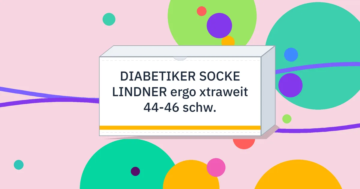 Symbolbild: Packung mit der Aufschrift DIABETIKER SOCKE LINDNER ergo xtraweit 44-46 schw. (PZN 11124811) – Verfügbarkeit und Bezug in Apotheken in Frankfurt am Main