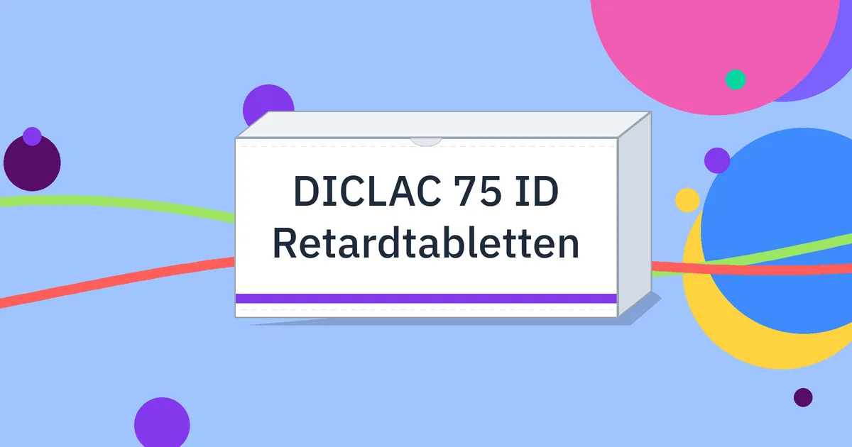 Symbolbild: Packung mit der Aufschrift DICLAC 75 ID Retardtabletten (PZN 07238957) – Verfügbarkeit und Bezug in Apotheken in Frankfurt am Main