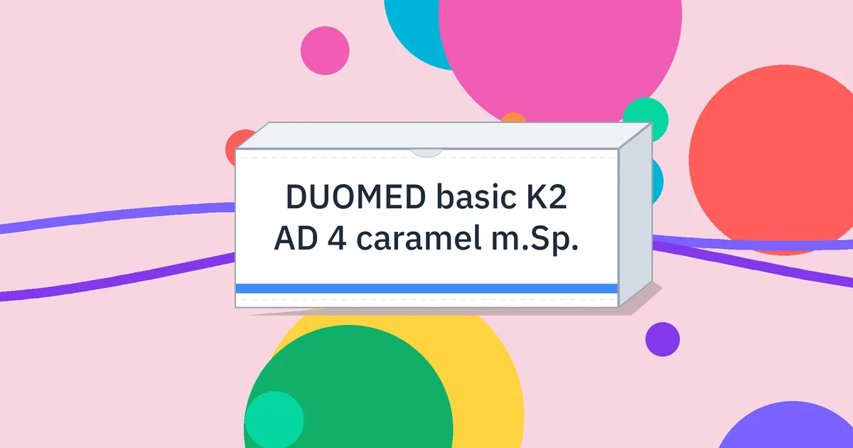 Symbolbild: Packung mit der Aufschrift DUOMED basic K2 AD 4 caramel m.Sp. (PZN 20906725) – Verfügbarkeit und Bezug in Apotheken in Frankfurt am Main