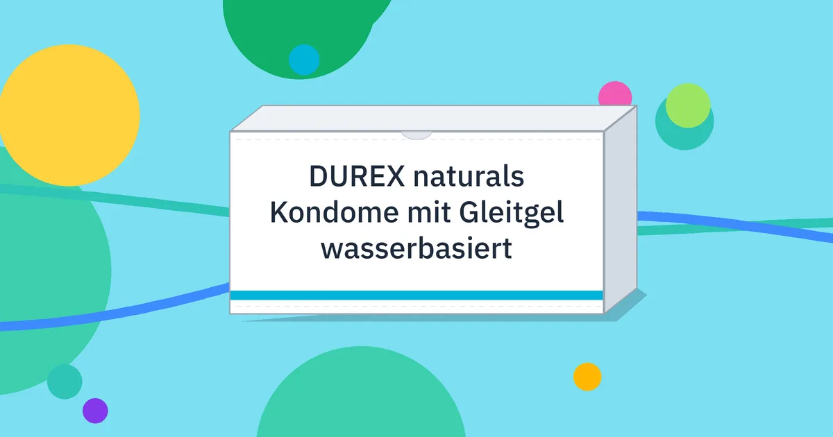Symbolbild: Packung mit der Aufschrift DUREX naturals Kondome mit Gleitgel wasserbasiert (PZN 17165811) – Verfügbarkeit und Bezug in Apotheken in Frankfurt am Main