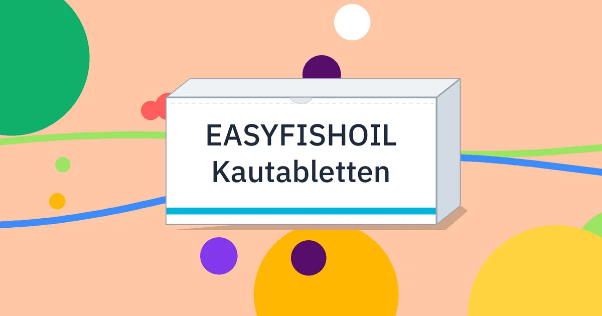 Symbolbild: Packung mit der Aufschrift EASYFISHOIL Kautabletten (PZN 19235757) – Verfügbarkeit und Bezug in Apotheken in Frankfurt am Main