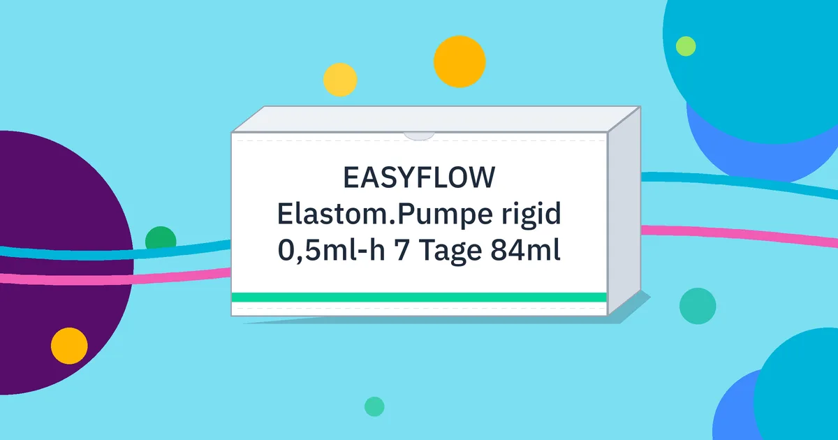 Symbolbild: Packung mit der Aufschrift EASYFLOW Elastom.Pumpe rigid 0,5ml-h 7 Tage 84ml (PZN 19262300) – Verfügbarkeit und Bezug in Apotheken in Frankfurt am Main