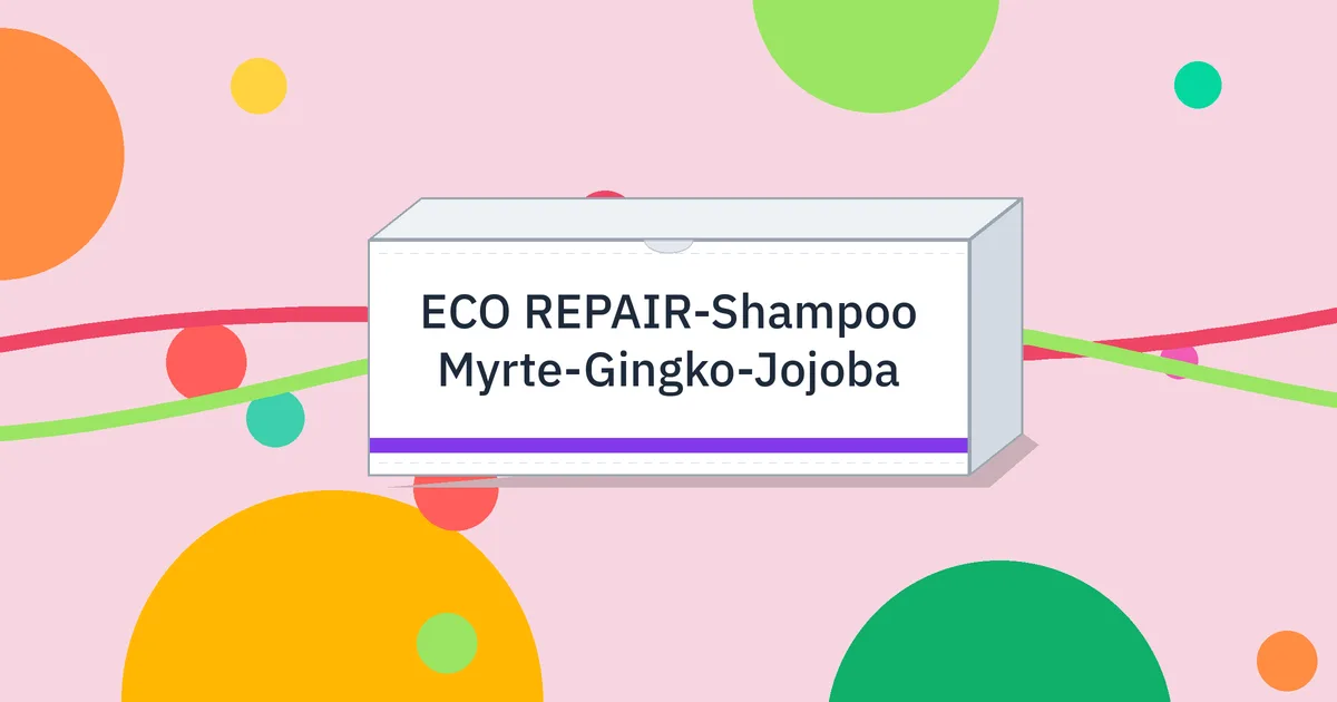 Symbolbild: Packung mit der Aufschrift ECO REPAIR-Shampoo Myrte-Gingko-Jojoba (PZN 12568556) – Verfügbarkeit und Bezug in Apotheken in Frankfurt am Main