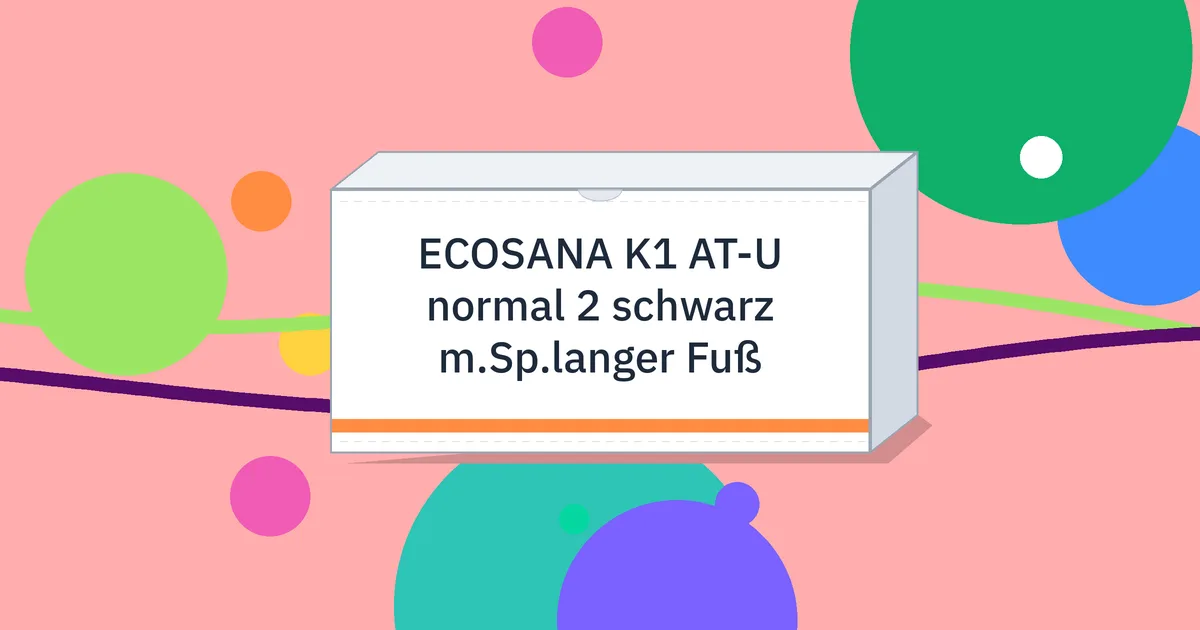 Symbolbild: Packung mit der Aufschrift ECOSANA K1 AT-U normal 2 schwarz m.Sp.langer Fuß (PZN 04733082) – Verfügbarkeit und Bezug in Apotheken in Frankfurt am Main
