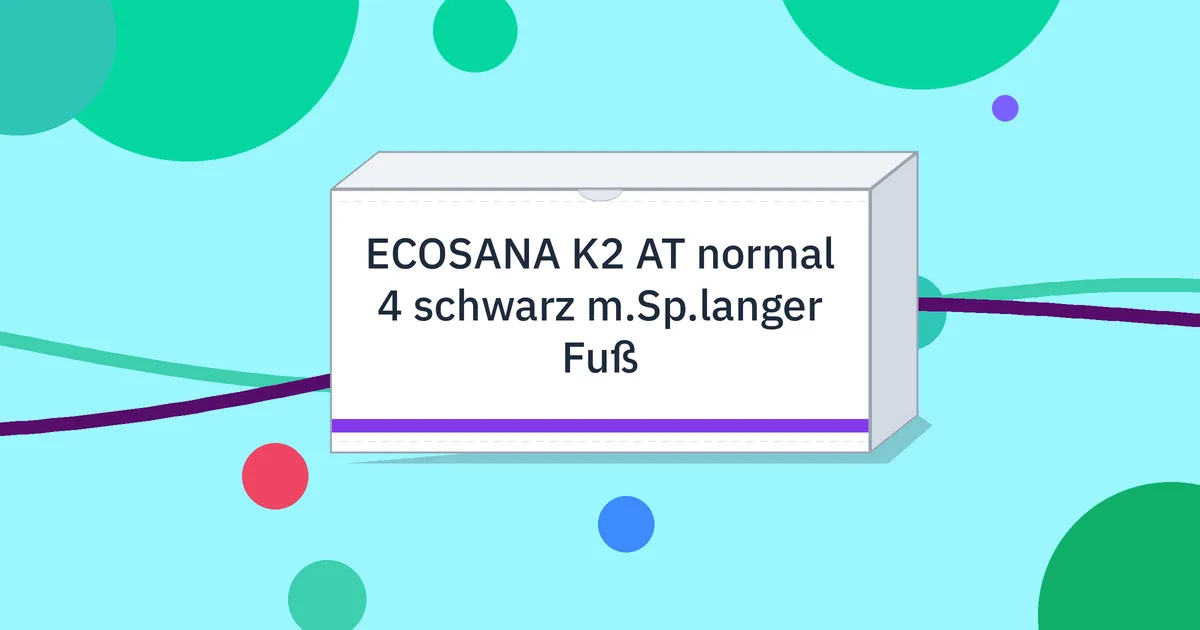 Symbolbild: Packung mit der Aufschrift ECOSANA K2 AT normal 4 schwarz m.Sp.langer Fuß (PZN 10956219) – Verfügbarkeit und Bezug in Apotheken in Frankfurt am Main